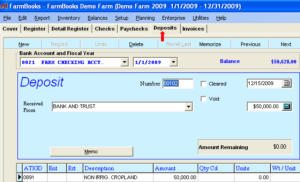 Deposits - General Instructions - FarmBooks Accounting Software